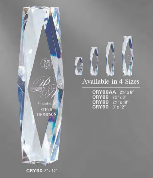 Thick Diamond Tower Crystal Award Trophy with Facets | Corporate Awards ...